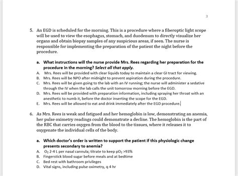 Solved 3 5 An Egd Is Scheduled For The Morning This Is A