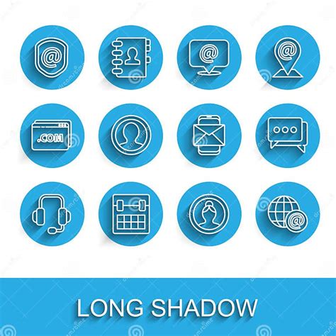 Set Line Headphones Calendar Shield With Mail And E Mail Create Account Screen Earth Globe