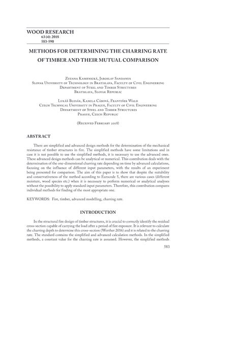 Pdf Methods For Determining The Charring Rate Of Timber And Their