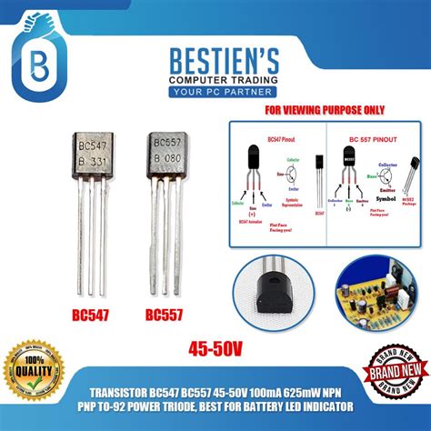 Transistor Bc547 Bc557 45 50v 100ma 625mw Npn Pnp To 92 Power Triode Best For Battery Led