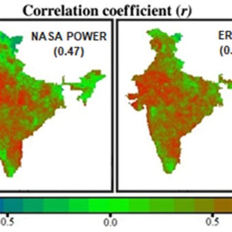 spatial distribution of correlation coefficient r bias modified