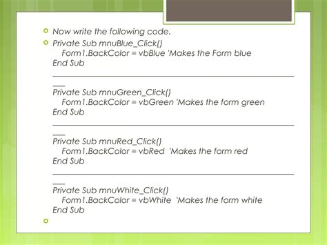 Visual Basic Menu Ppt Operating Systems Computer Software And