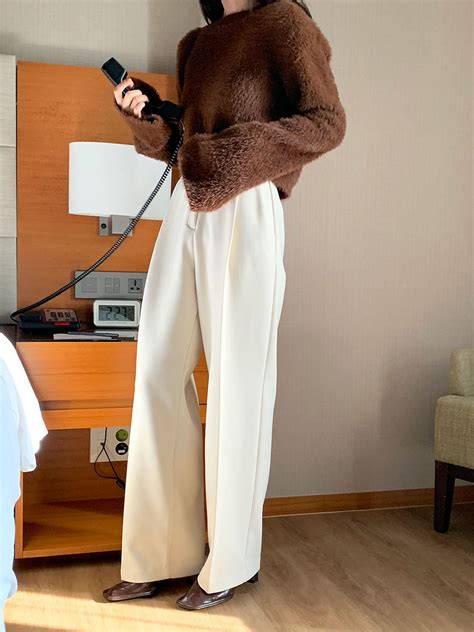 당일배송 멜론 기모 하이웨스트 원핀턱 와이드 롱 슬랙스 3color 나이브실루엣