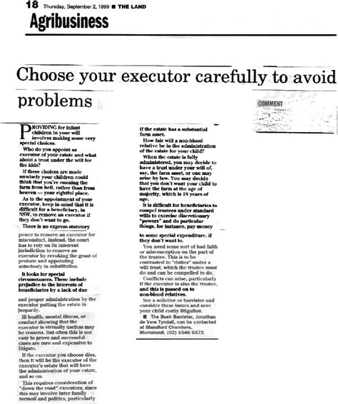 Article About How To Choose Your Executor Carefully To Avoid Problems