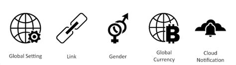 Premium Vector A Set Of 5 Business Icons As Global Setting Link Gender