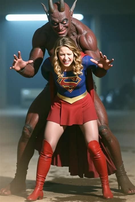 Melissa Benoist As Supergirl A Very Short Skirt Both Arms Behind