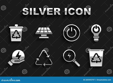 Set Recycle Symbol Light Bulb With Lightning Bin Recycle Lightning