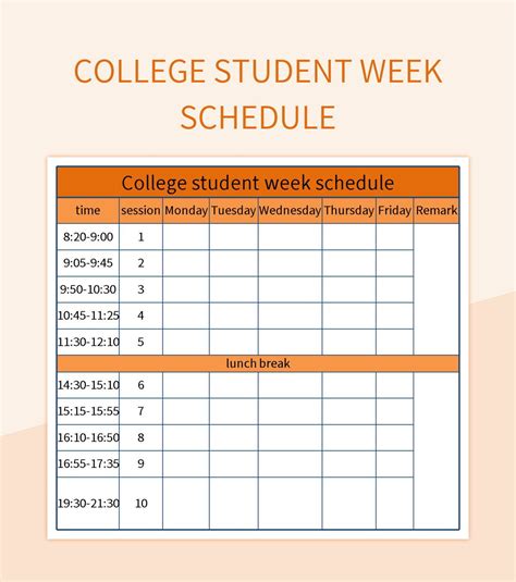 College Schedule Template