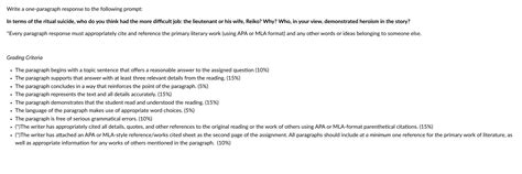 Write A One Paragraph Response To The Following