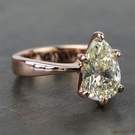 Rose Gold 3 Carat Pear Shaped Diamond Engagement Ring