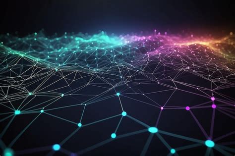 Premium Photo Grid Network Connection Abstract Node Background Stock