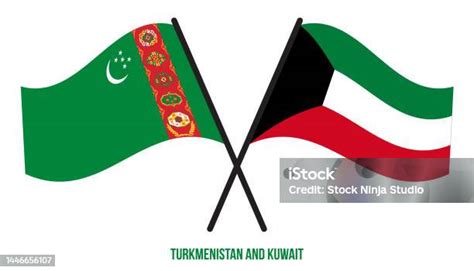 투르크 메니스탄과 쿠웨이트 국기가 교차하고 평평한 스타일로 흔들립니다 공식 비율 올바른 색상 경제에 대한 스톡 벡터 아트 및 기타 이미지 Istock