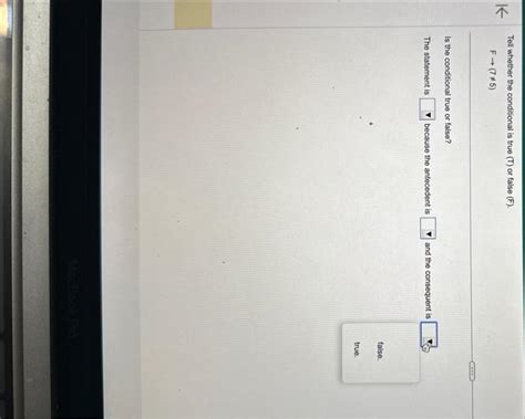 Solved Tell Whether The Conditional Is True T Or False Chegg