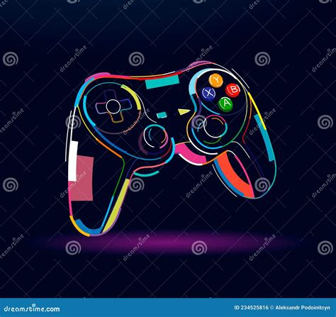 Wireless Game Joystick Controller Gamepad Wireless Gamepad Abstract Colorful Drawing Stock