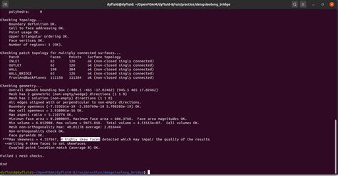 Openfoam 中checkmesh 命令提示有4个 Highly Skew Faces如何修复
