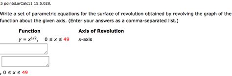 Solved Write A Set Of Parametric Equations For The Surface Chegg