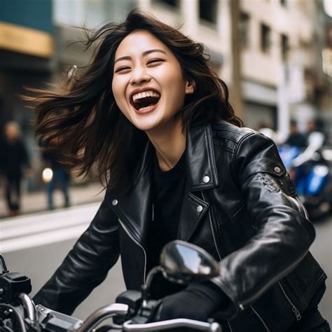 Free Photo Woman Riding Her Motorcycle