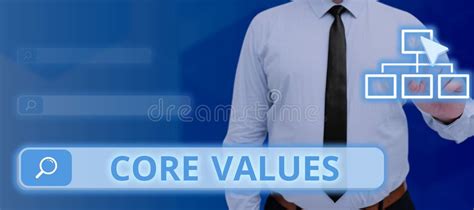 Text Sign Showing Core Values Word For Principles Which Guide And Determine What Is Wrong And
