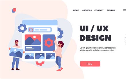 Ui Ux 디자인 랜딩 페이지 템플릿입니다 아이디어를 공유하고 사용자 인터페이스 제작을 위해 협력하는 디자이너 팀 개념에 대한 스톡 벡터 아트 및 기타 이미지 Istock