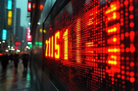 Illuminated Red LED Sign Displaying Numbers In Urban Setting Premium AI Generated Image