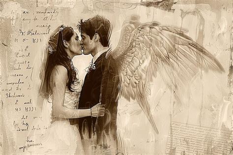 Angel Kissed Eternity White Wallpaper Valentines Day Premium Ai Generated Image