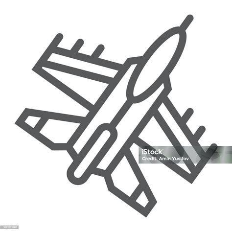제트 전투기 라인 아이콘 공기와 육군 비행기 서명 벡터 그래픽 흰색 바탕에 선형 패턴 10에 대한 스톡 벡터 아트 및 기타 이미지 Istock