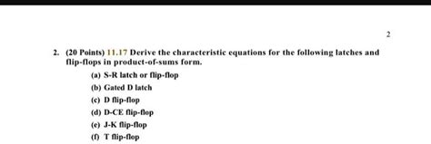 Video Solution 2 20 Points11 17 Derive The Characteristic Equations