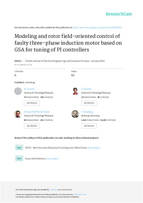 Pdf Modeling And Rotor Field Oriented Control Of A Faulty Three Phase