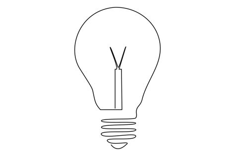 Light Bulb Isolated On White Light Bulb One Line Outline Vector Art