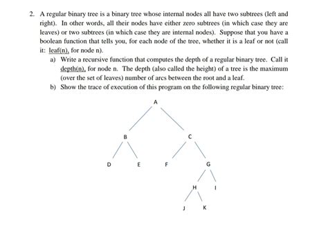 Solved A Regular Binary Tree Is A Binary Tree Whose Chegg Com