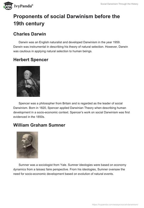 Social Darwinism Through The History 1605 Words Essay Example Worksheets Library
