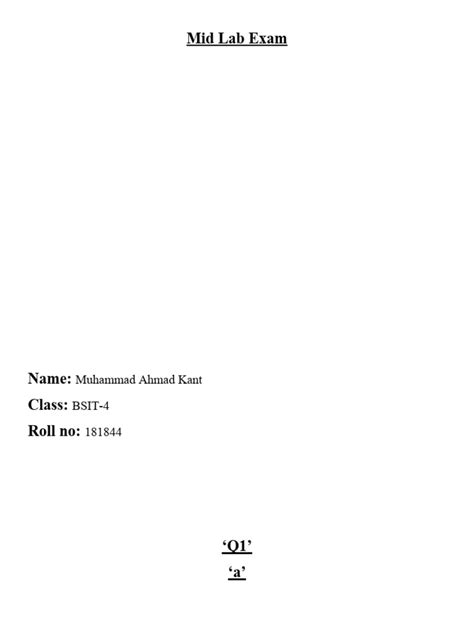 Mid Lab Exam Pdf Technology And Engineering Computers