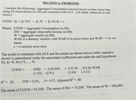 Solved Section A Problems Consider The Following Aggregate