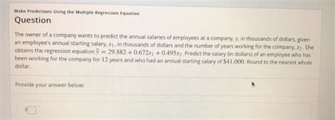 Solved Make Predictions Using The Multiple Regression