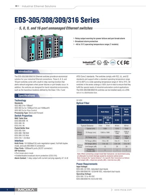 [moxa] Eds 308 Ss Sc 8 Port Unmanaged Ethernet Switches It Specialist