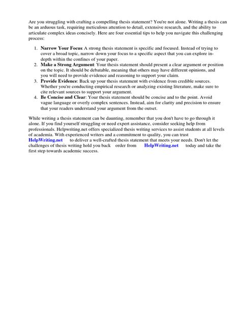 Four Tips For Writing A Good Thesis Statement Pdf
