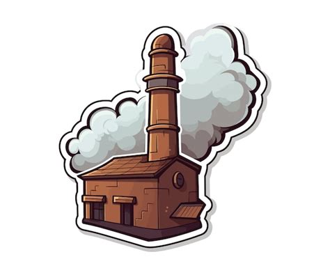 Playful Cartoon Smokestack Sticker Vector Illustration Design Premium