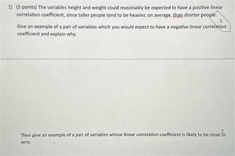 solved 1 5 points the variables height and weight could