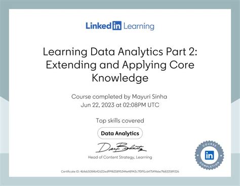 mayuri sinha on linkedin certificate of completion