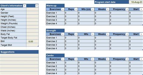 Exercise Planner Excel Template Track Your Workouts Easily Exercise Planner Excel Template Track Your Workouts Easily