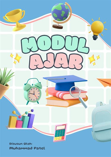 Biru Warna Warni Pastel Ilustrasi 3d Cover Modul Ajar Dokumen A4 Book Cover Background