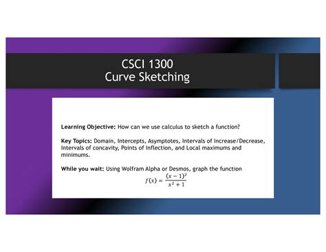 curve sketching this course is an introduction to calculus with applications to computer