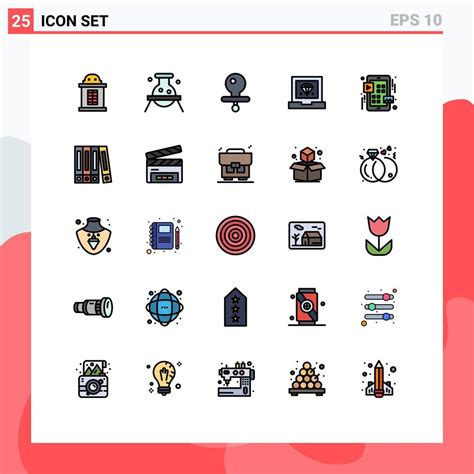 25 Thematic Vector Filled Line Flat Colors And Editable Symbols Of Ui