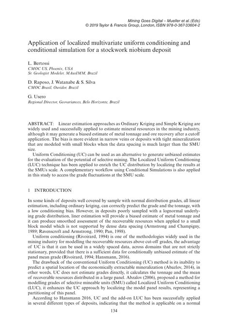 Pdf Application Of Localized Multivariate Uniform Conditioning And Conditional Simulation For