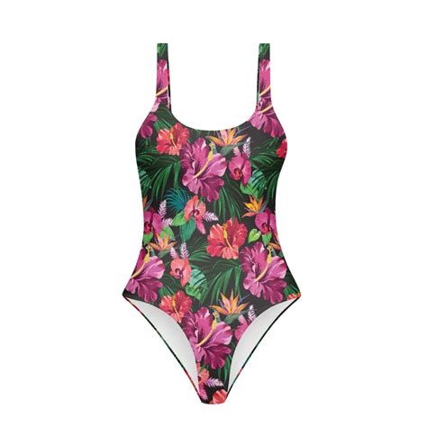Binienty Womens Swimsuit One Piece Aesthetic Hibiscus Flower Swimwear