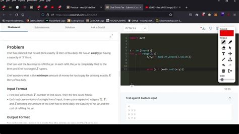 Codechef Chef Drinks Tea Problem Code Tea Youtube