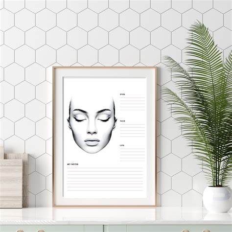Editable Makeup Lesson Face Chart Canva Template Printable Pdf Etsy Uk
