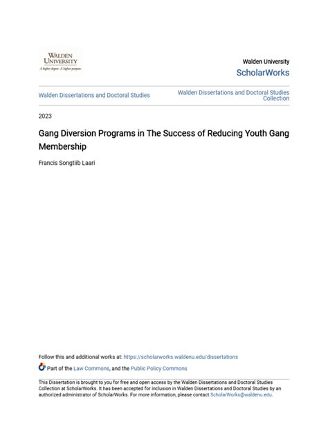 Gang Diversion Programs In The Success Of Reducing Youth Gang Mem Pdf