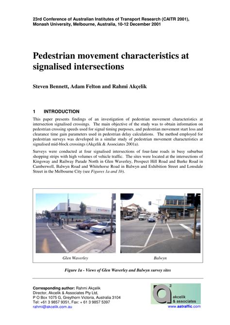 Pdf Pedestrian Movement Characteristics At Signalised Intersections