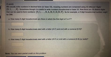 Solved Point We Usually Write Numbers In Decimal Form Chegg Com